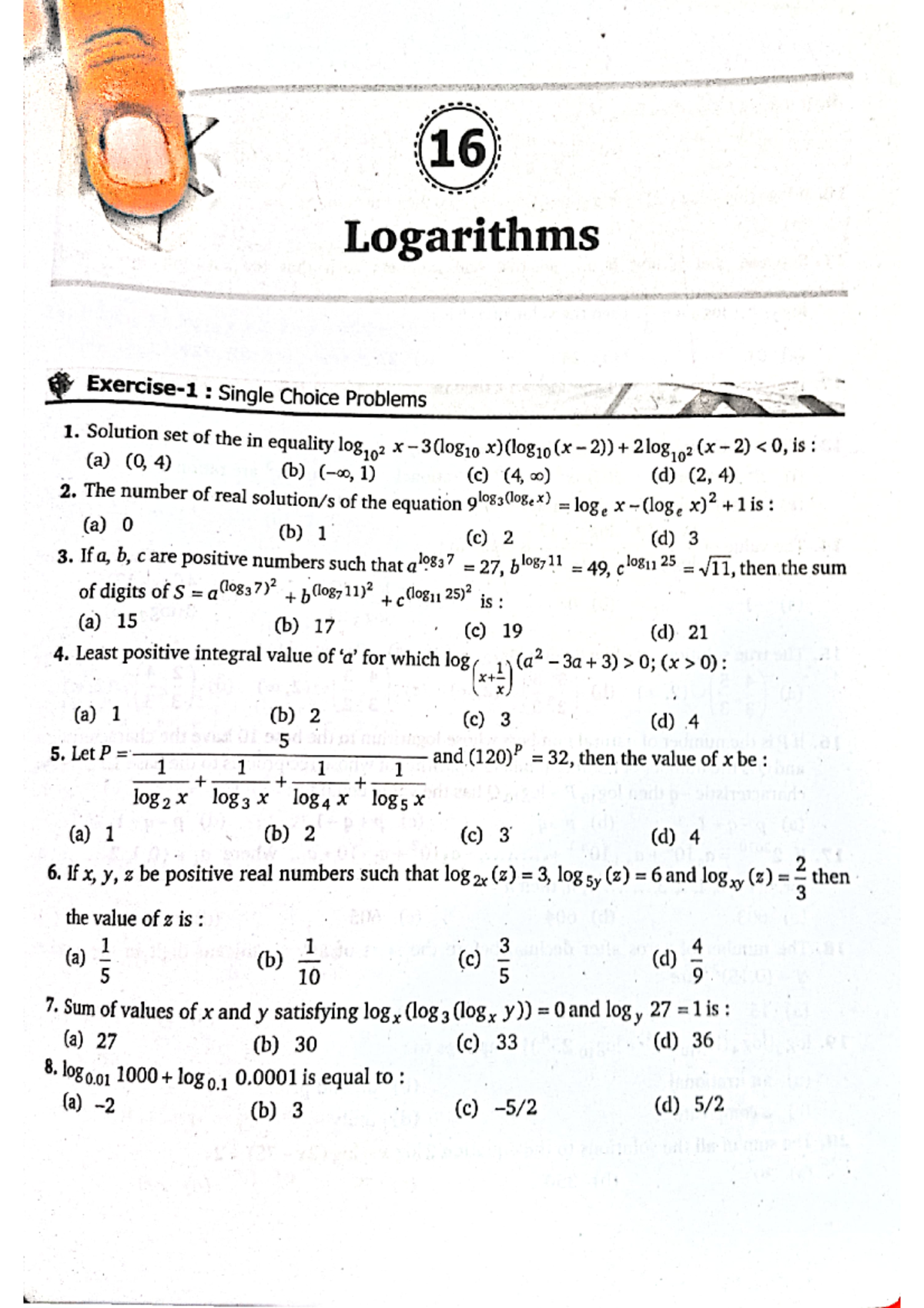 Black Book Logarithm MCQS - History SL - Studocu