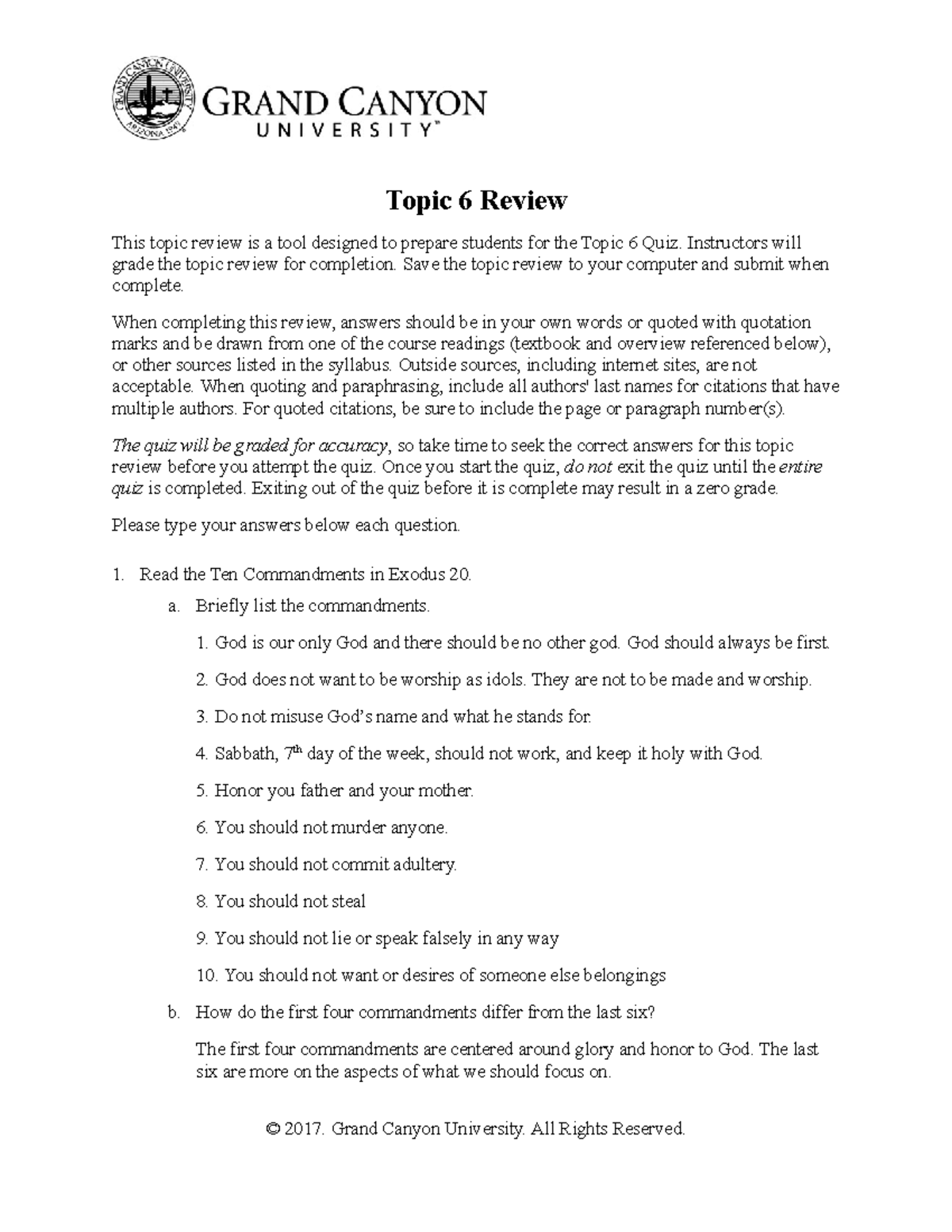 CWV 101 RS T6Review Online - Topic 6 Review This topic review is a tool ...