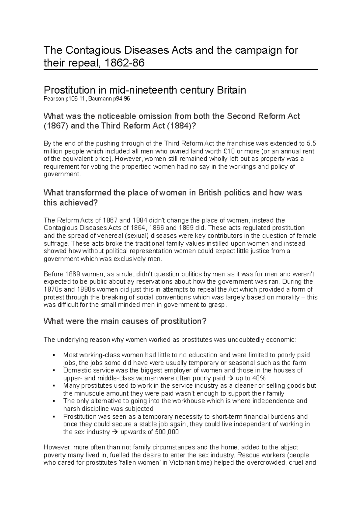 Contagious Diseases Act - Notes - The Contagious Diseases Acts and the ...