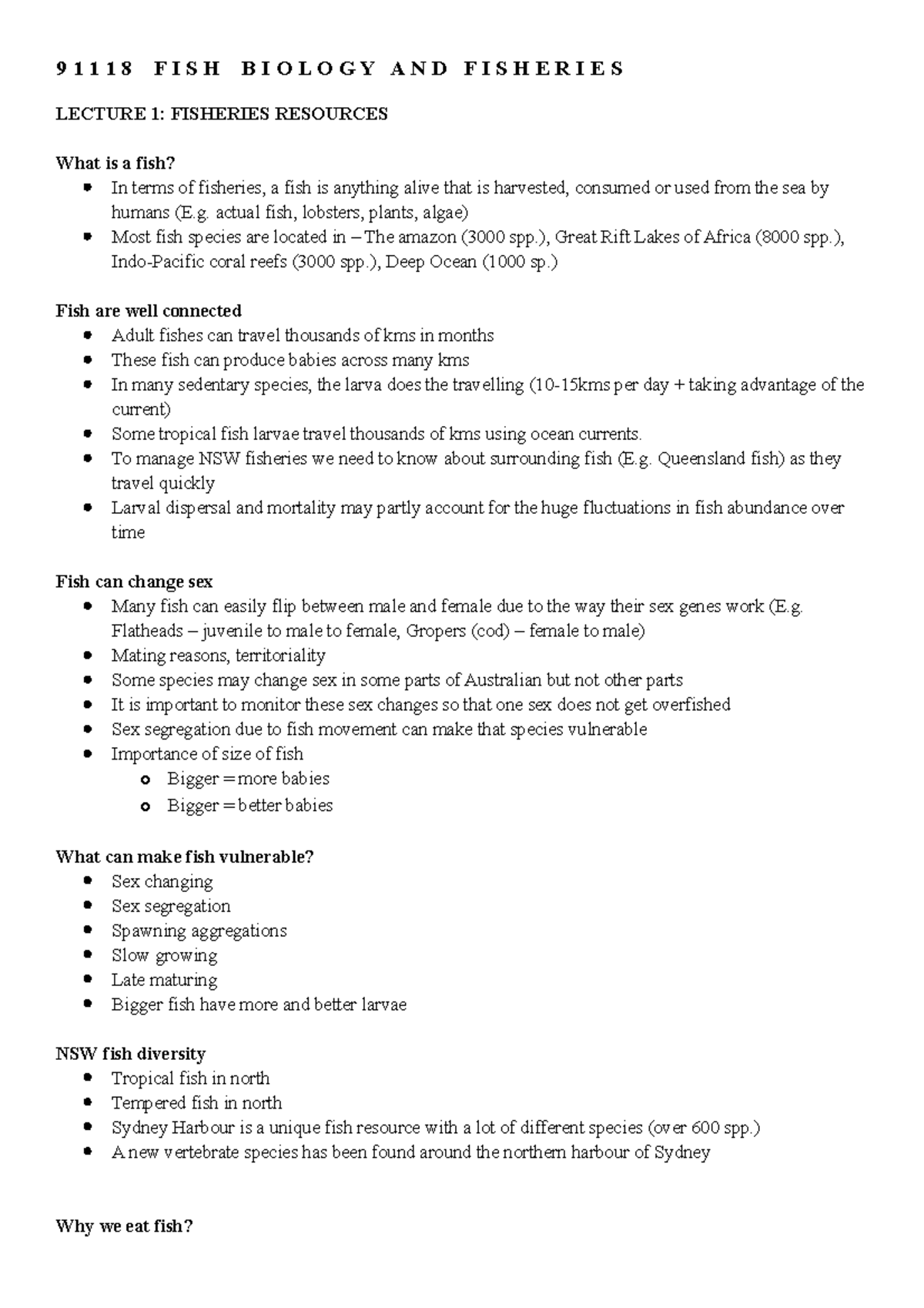 Fish Biology lec notes - 9 1 1 1 8 F I S H B I O L O G Y A N D F I S H ...