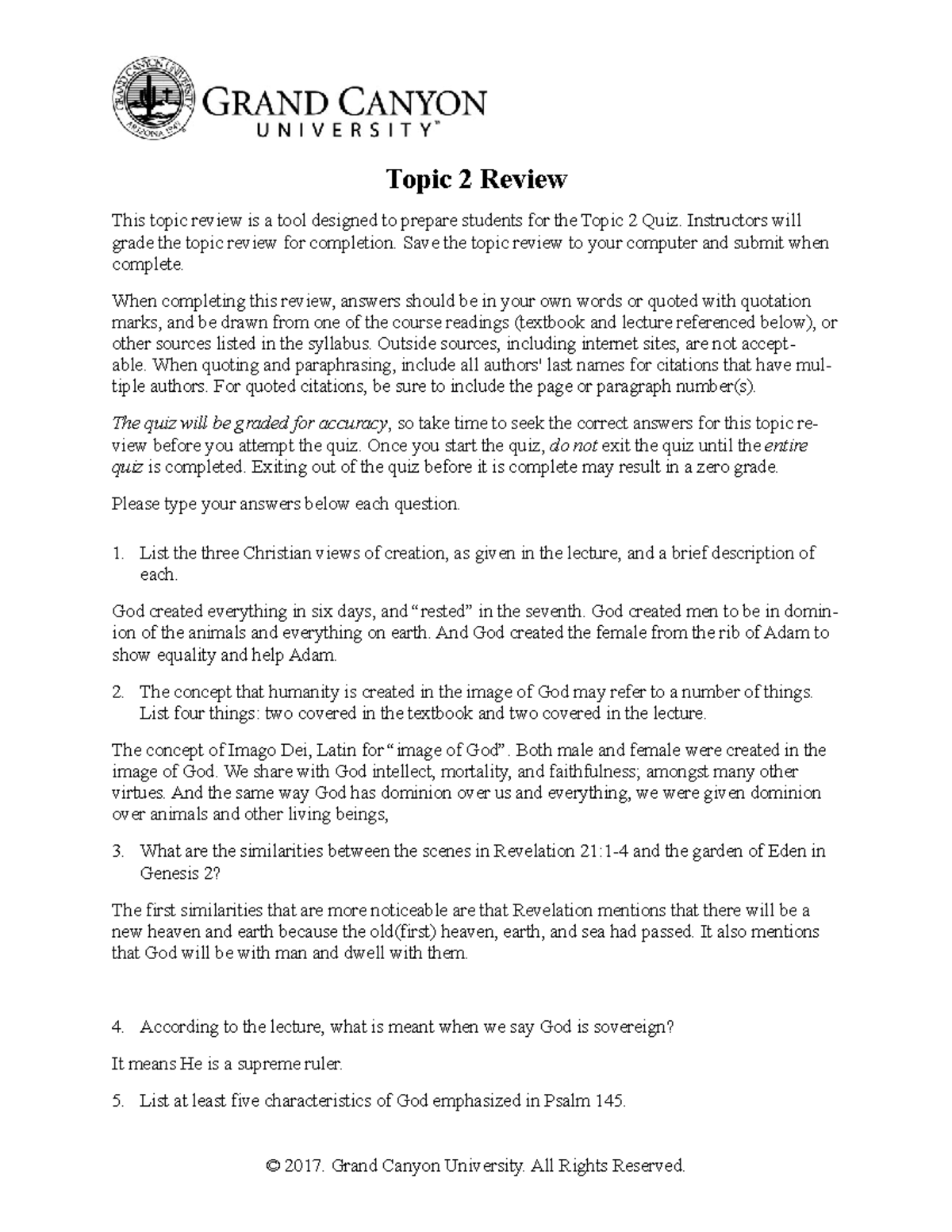 WEEK 2 Review Complete - Topic 2 Review This topic review is a tool ...