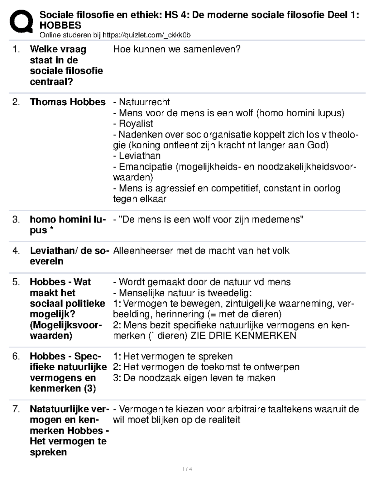 Sociale filosofie en ethiek: HS 4: De moderne sociale filosofie Deel 1 ...