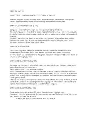 Speech UNIT 12 - SPEECH: UNIT 12 CHAPTER 12: DELIVERING YOUR SPEECH (p ...