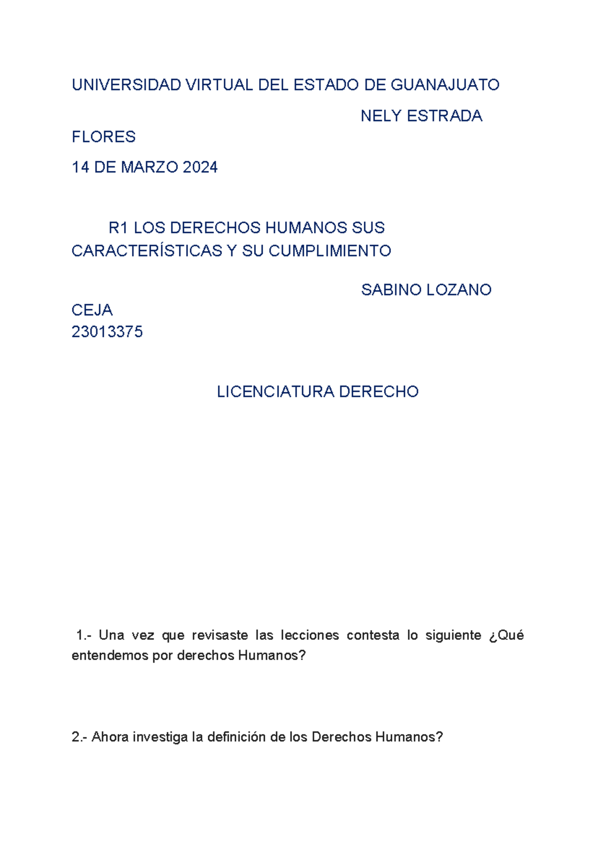 RETO 1 Derecho s Humanos -1 - UNIVERSIDAD VIRTUAL DEL ESTADO DE ...