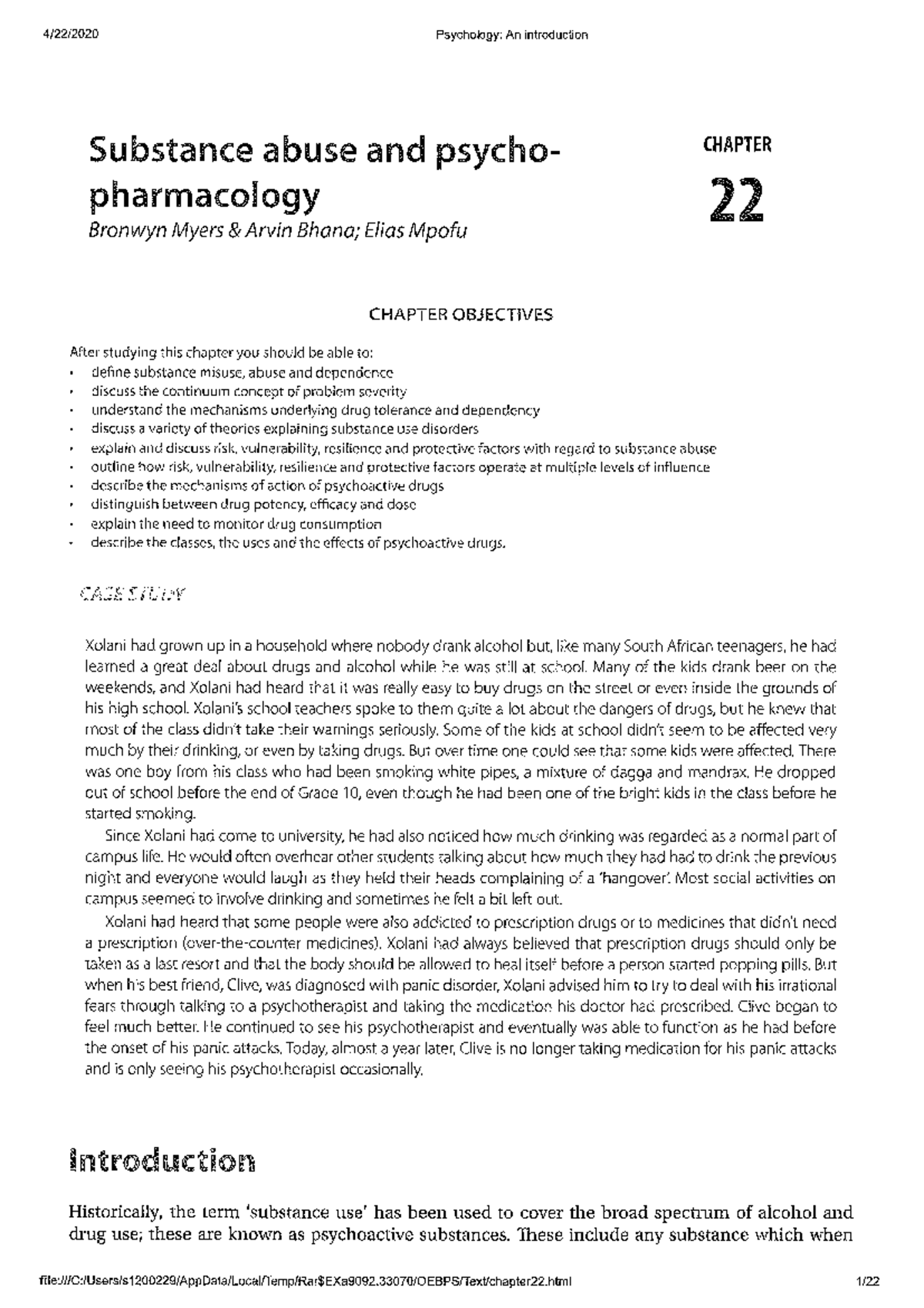 Chapter 22 Substance Abuse and Psychopharmacology - Psychology: An ...