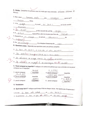 French test 3 - FREN 201C - Studocu