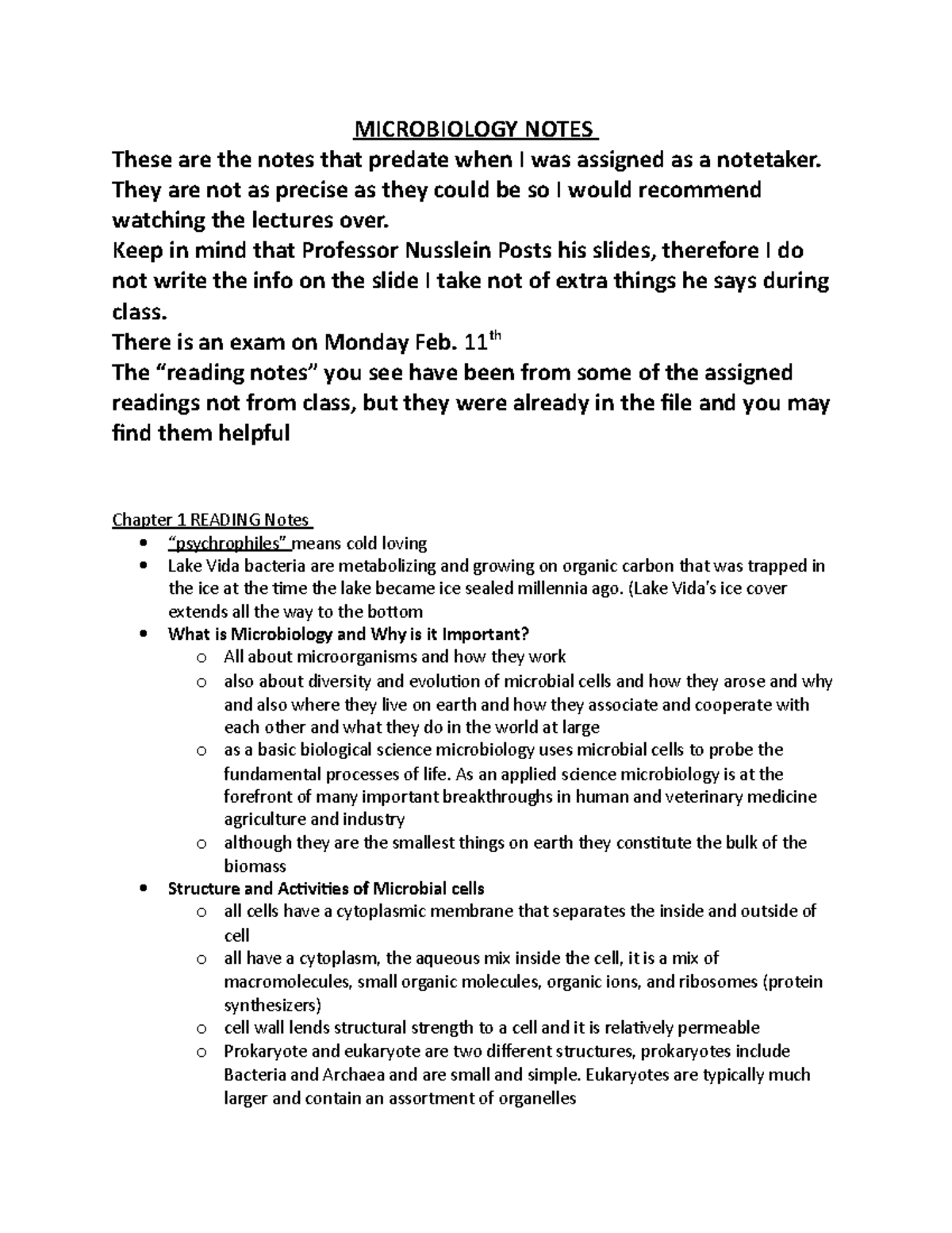 Microbiology Notes - General information. - MICROBIOLOGY NOTES These ...