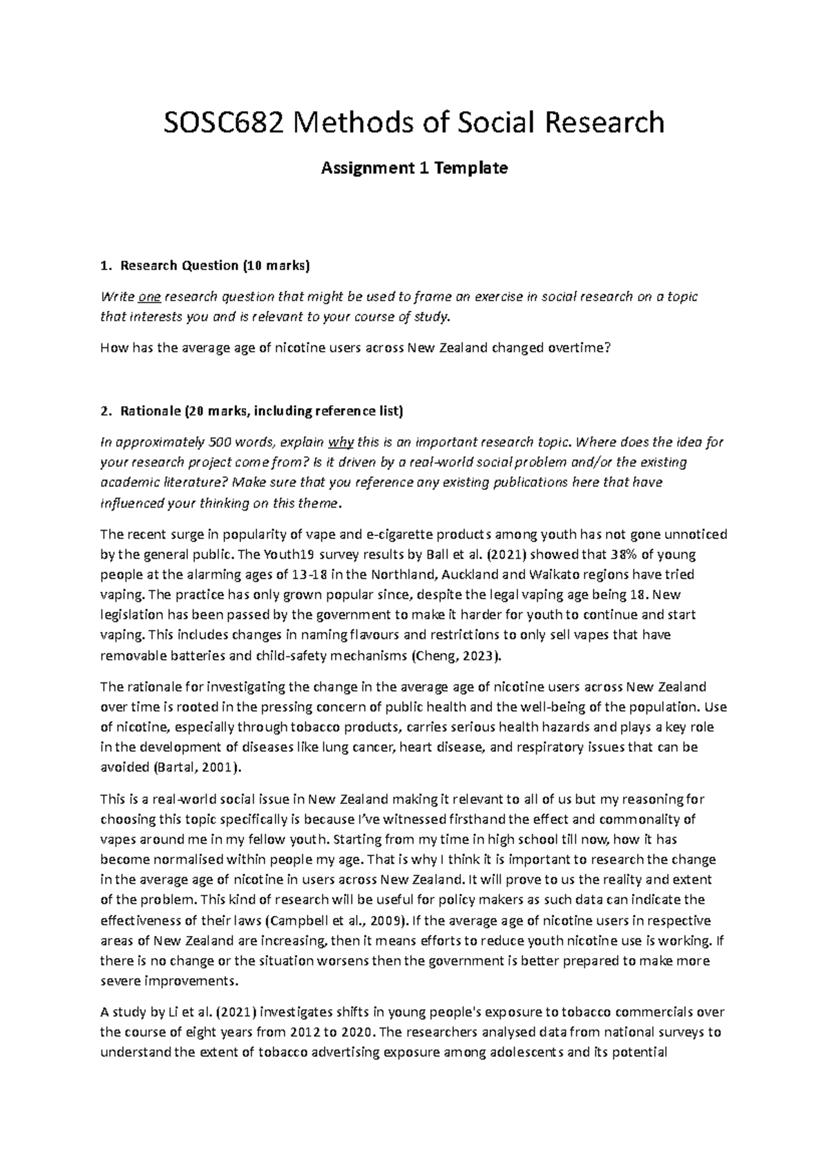 Methods Assessment 1 template-1 - SOSC682 Methods of Social Research ...