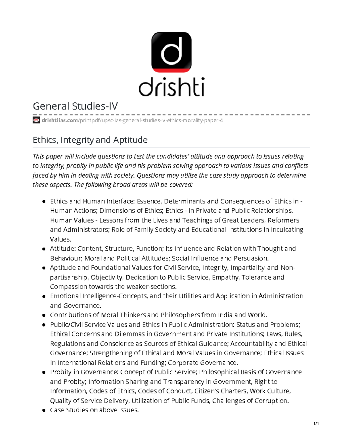 Upsc ias general studies iv ethics morality paper 4 - General Studies ...