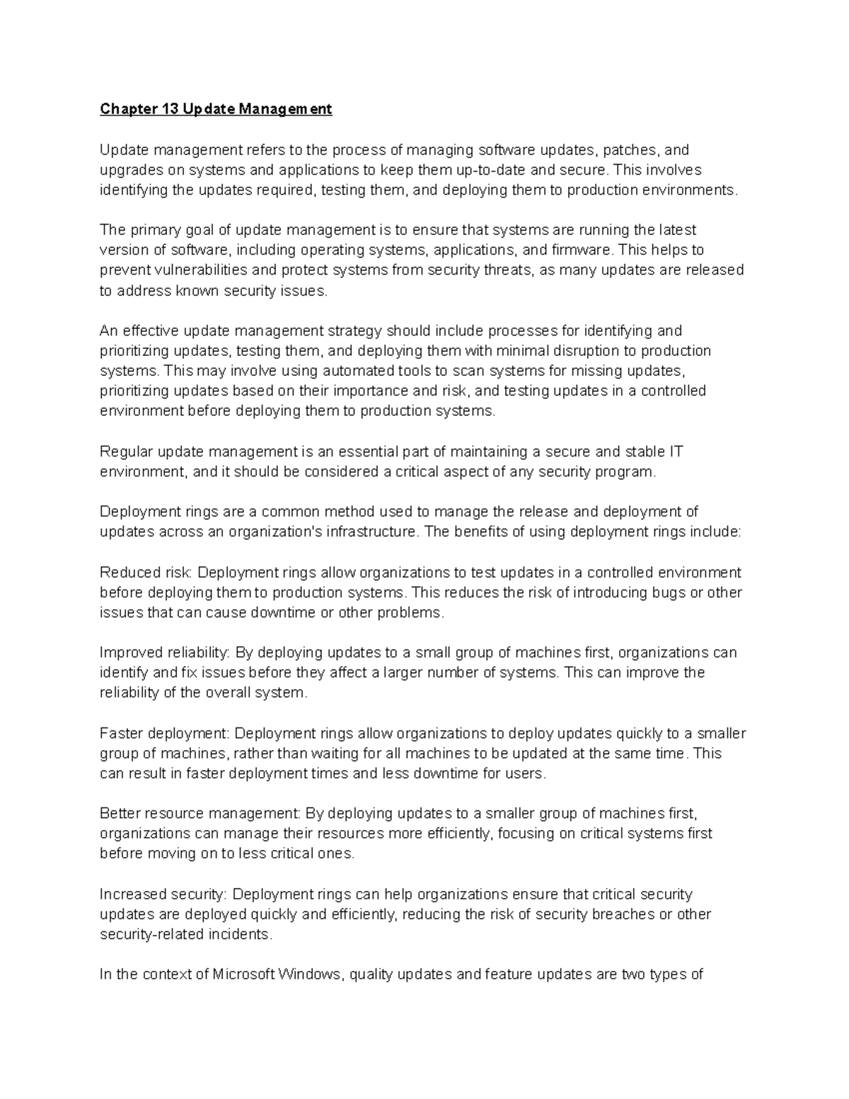 Chapter 13 Update Management - Chapter 13 Update Management Update ...