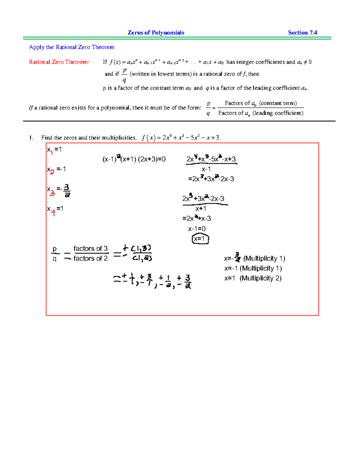 T4 DQ2 Brianna - Topic 4 DQ 2 - Zeros of Polynomials Section 7. 4 Apply ...