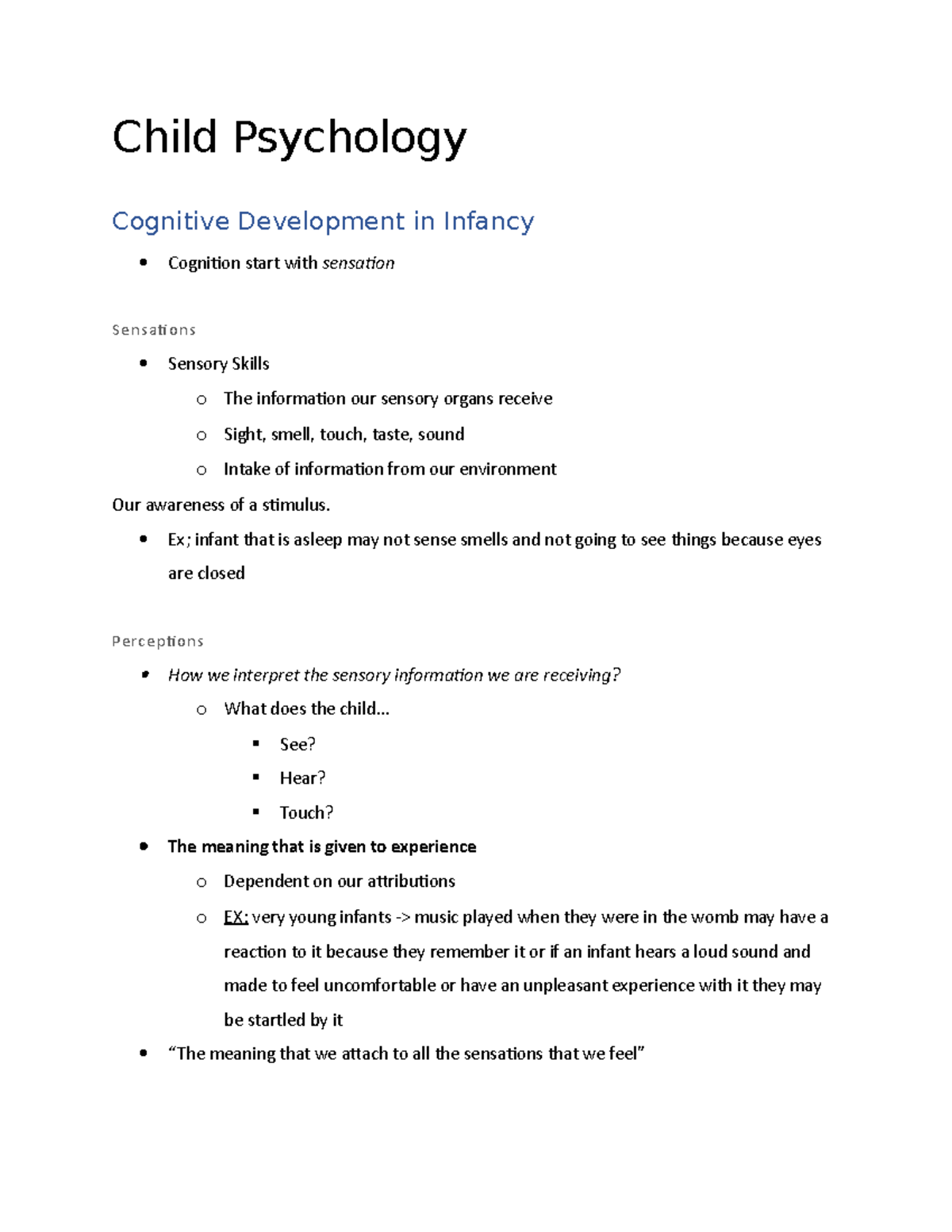 Cognitive Development in Infancy child psych - Child Psychology ...