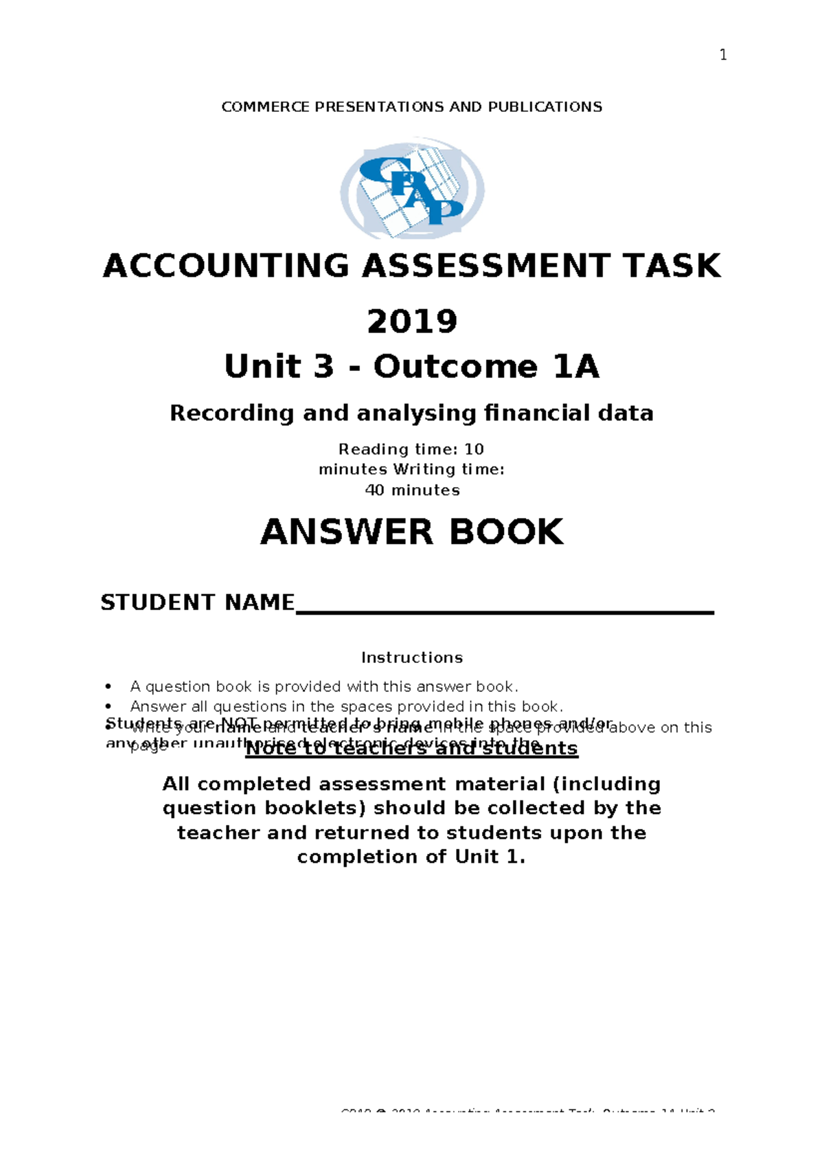 U3 AOS 1 - 2019 Cpap (a) Answer Book - COMMERCE PRESENTATIONS AND ...