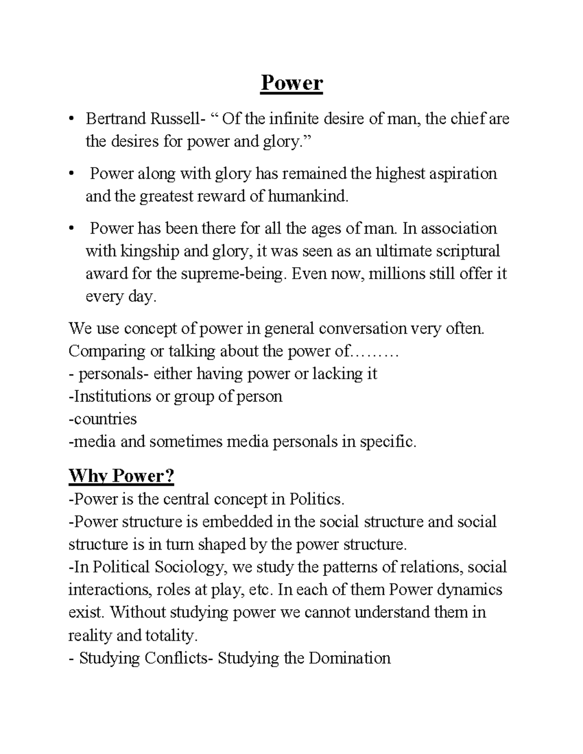 Theories of Power and Authority - Power Bertrand Russell- “ Of the ...