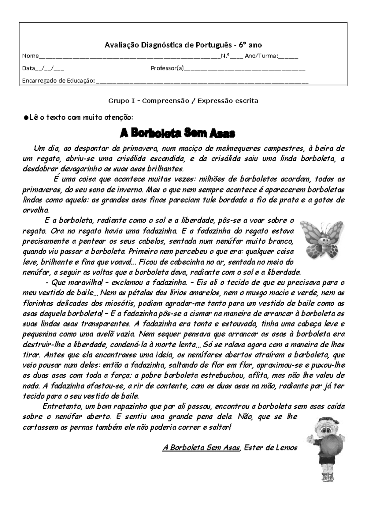 Teste diagnostico- 6 - Apoop - Avaliação Diagnóstica de Português - 6º ...