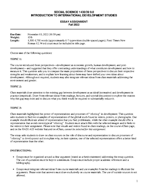 Introduction to International Development Studies essay - Renato ...