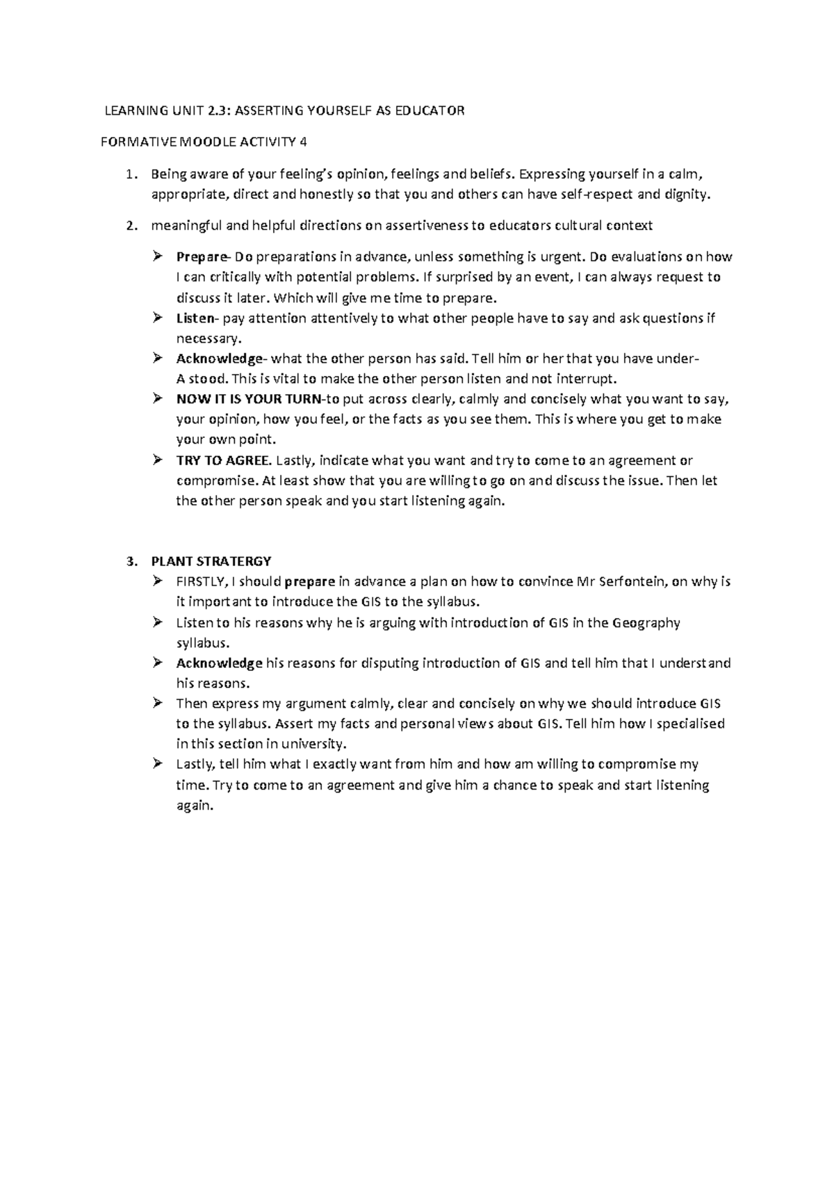 Learning UNIT 2 formative moodle activity - EEDU5112 - Studocu