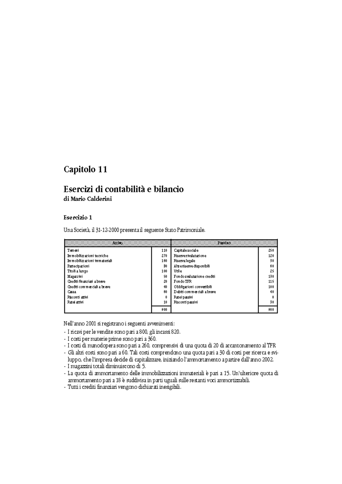 Esercizi svolti sul Bilancio - Capitolo 11 Esercizi di contabilità e ...