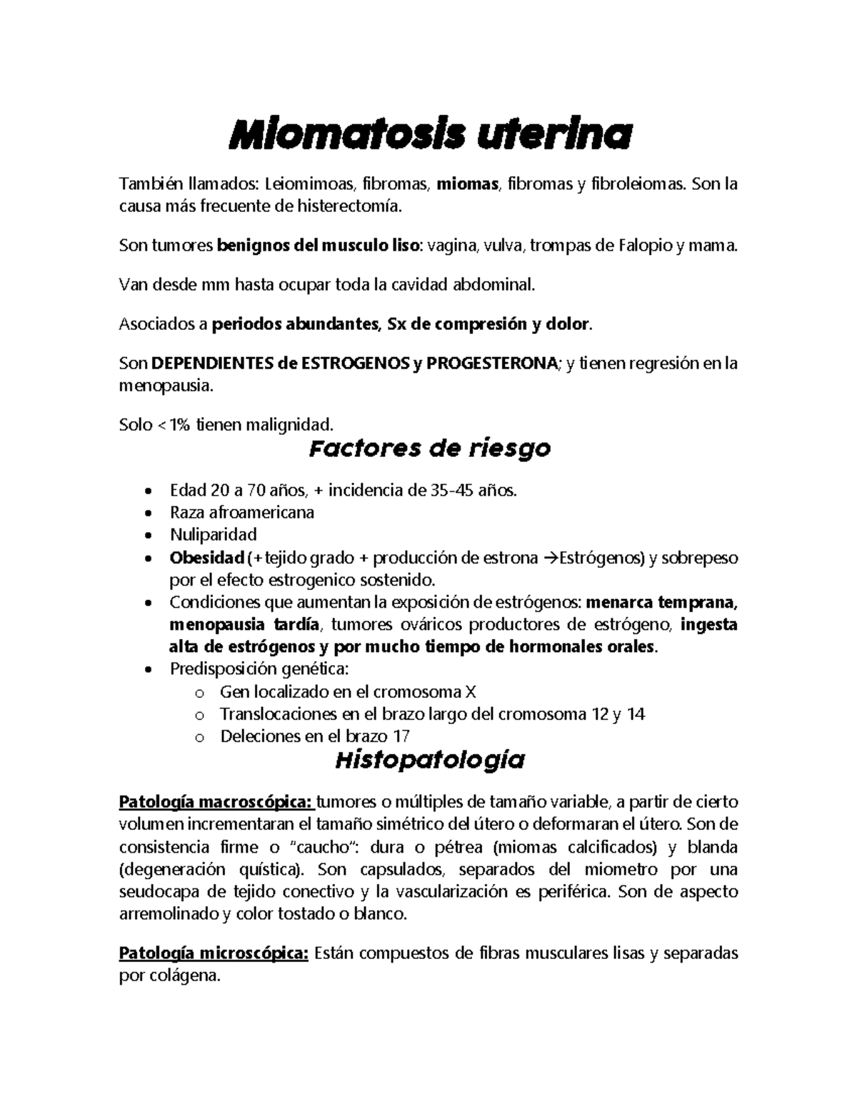 Miomatosis uterina - Miomatosis uterina También llamados: Leiomimoas ...
