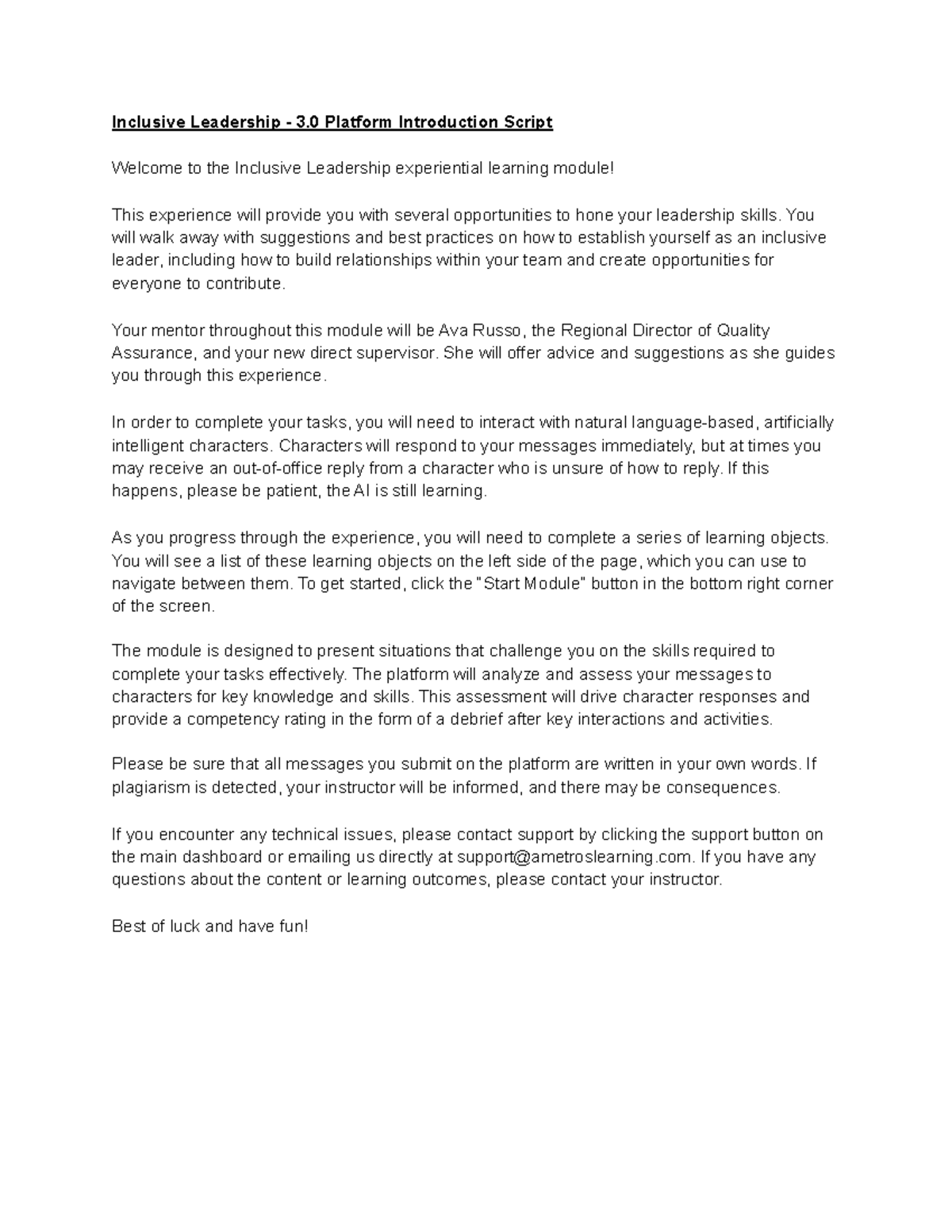 Introductory Document - Inclusive Leadership - 3 Platform Introduction ...