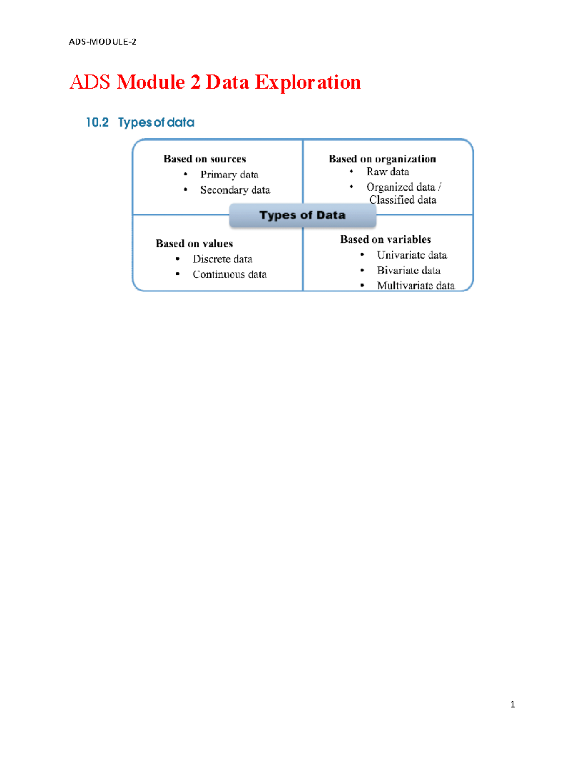 Mod2 - NOTES - ADS Module 2 Data Exploration ####### Statistics is the ...