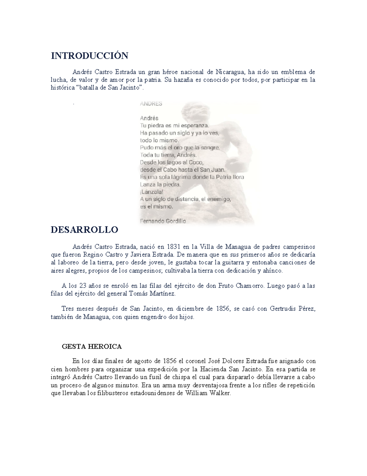 Síntesis biográfica andres castro - INTRODUCCIÓN Andrés Castro Estrada ...
