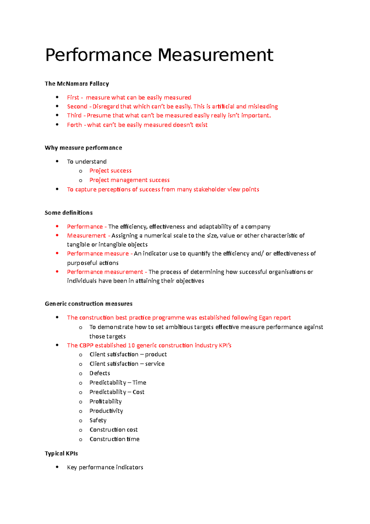 Unit 3 - Performance Measurement - Performance Measurement The McNamara ...