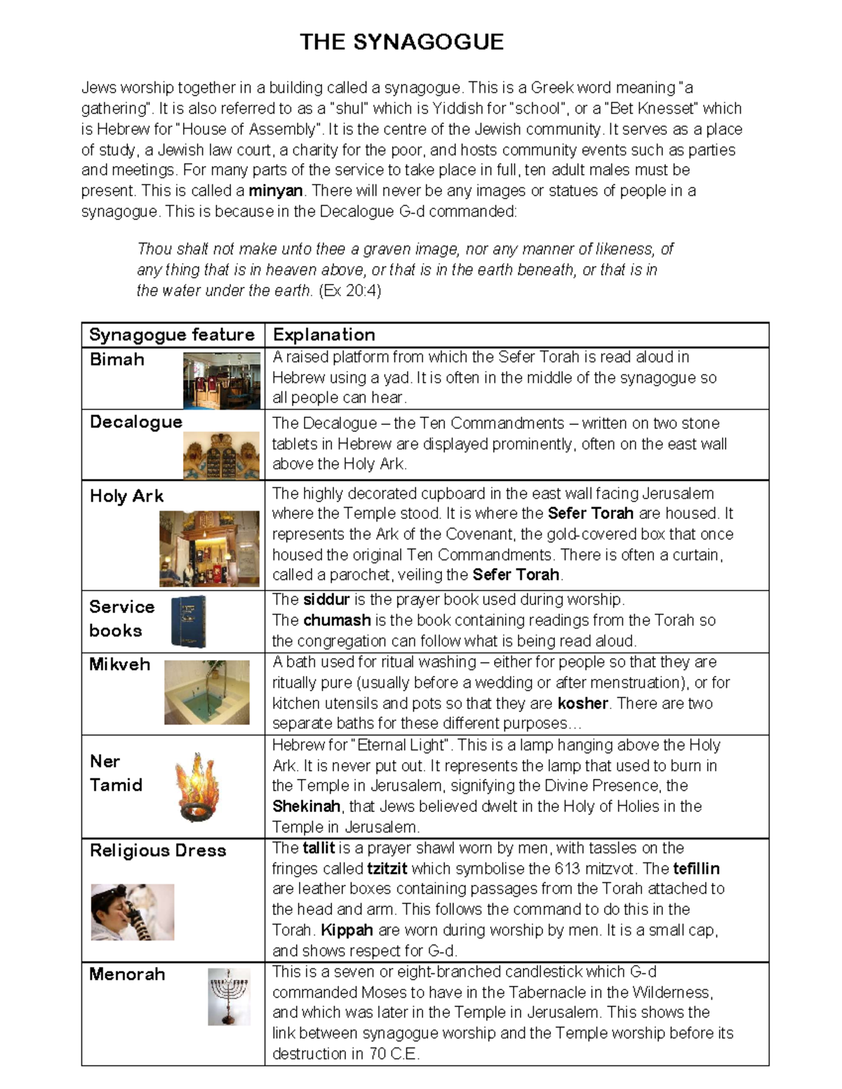 Synagogue, worship and shabbat - THE SYNAGOGUE Jews worship together in ...