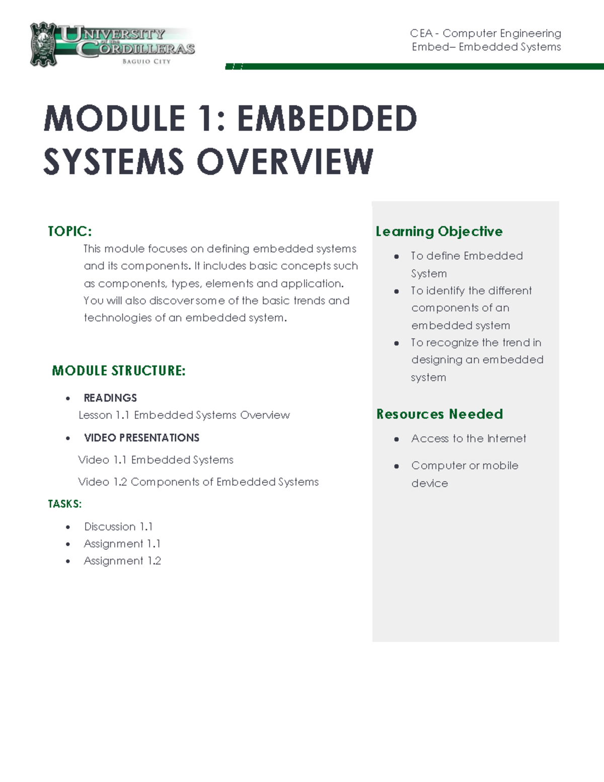 Embed- Module 1 - Embed– Embedded Systems MODULE 1 : EMBEDDED SYSTEMS OVERVIEW TOPIC: This ...