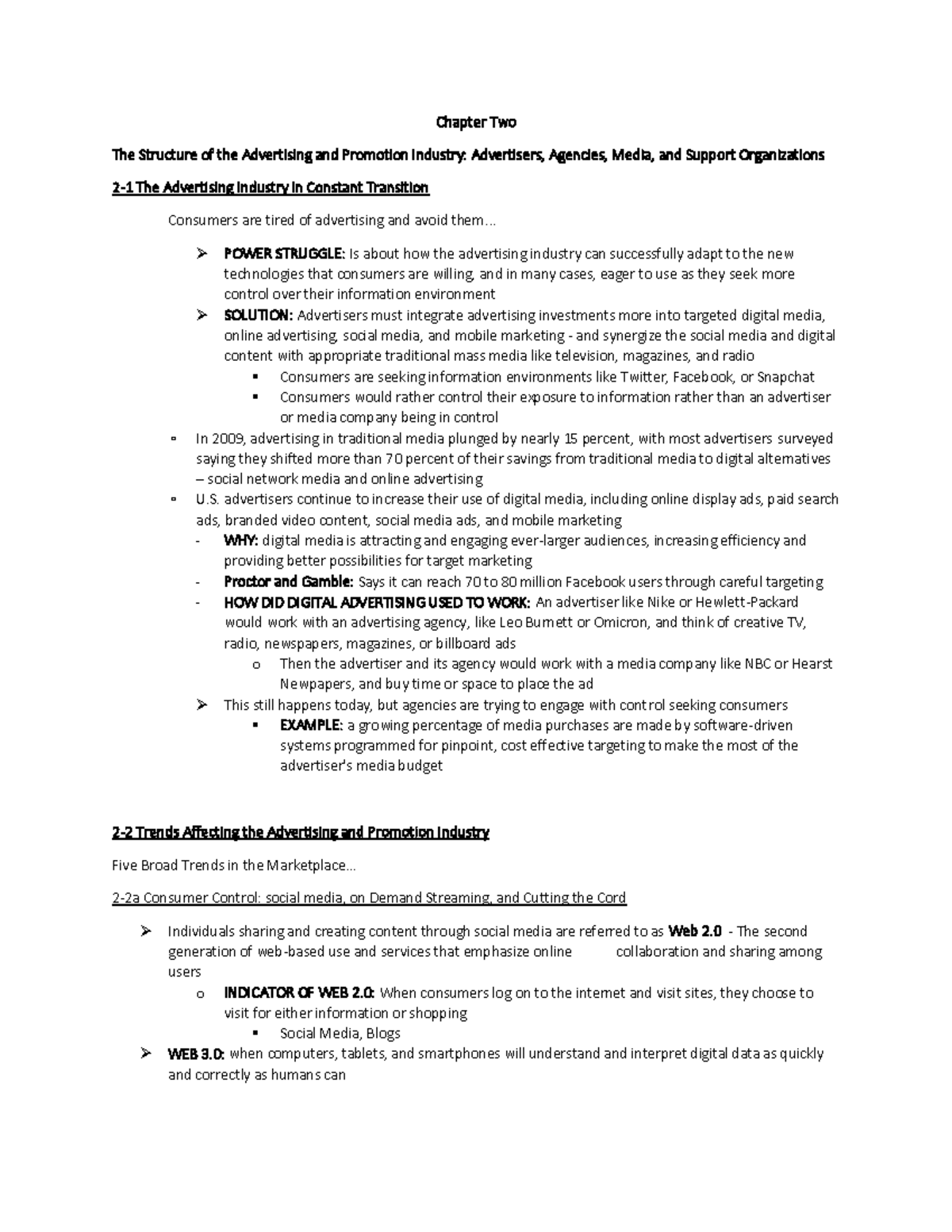 Chapter 2 Marketing Communications Notes - Chapter Two The Structure of ...