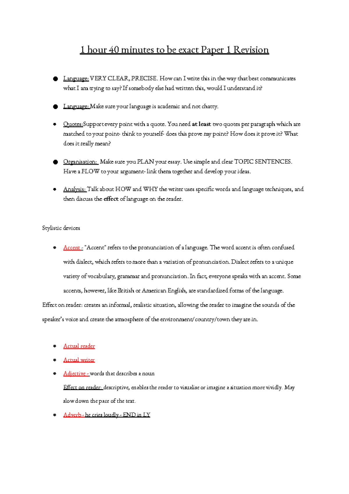 Paper 1 Revision - 1 hour 40 minutes to be exact Paper 1 Revision ...