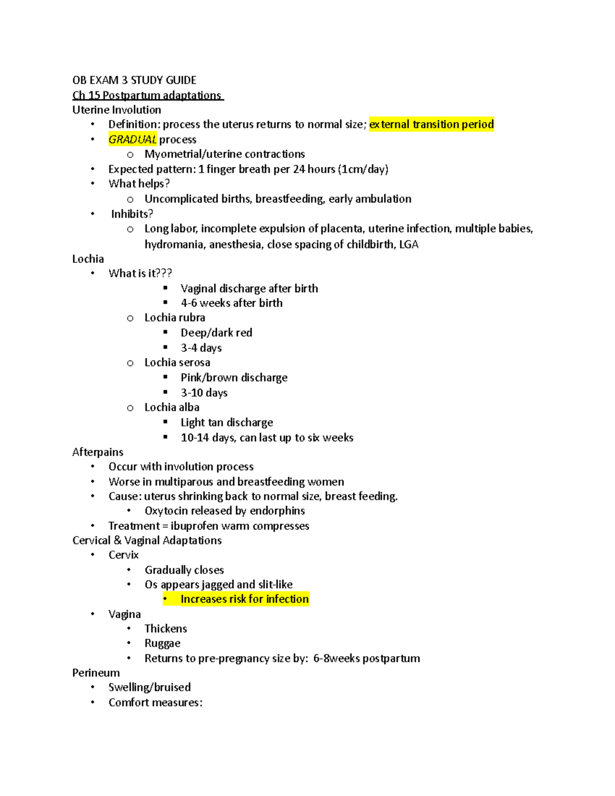OB EXAM 3 Study Guide - NSG 211 - Studocu