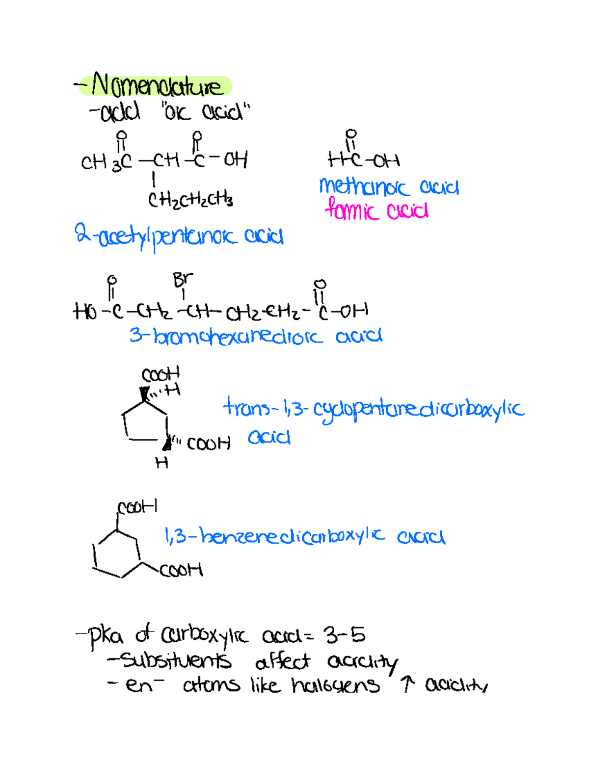 Orgo ch 20 carboxylic acids - Nomenclature Add Ole acid CHIE CH E OH HI ...