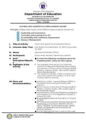 Filipino Accomplishment Report 2021 - 2022 - Copy - Republic of the ...