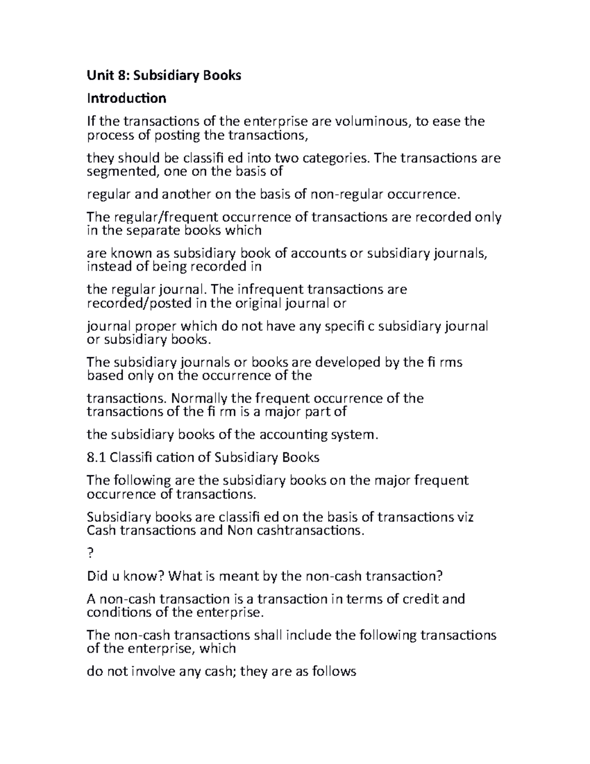 Unit 8 Subsidiary Books notes - Unit 8: Subsidiary Books Introduction ...