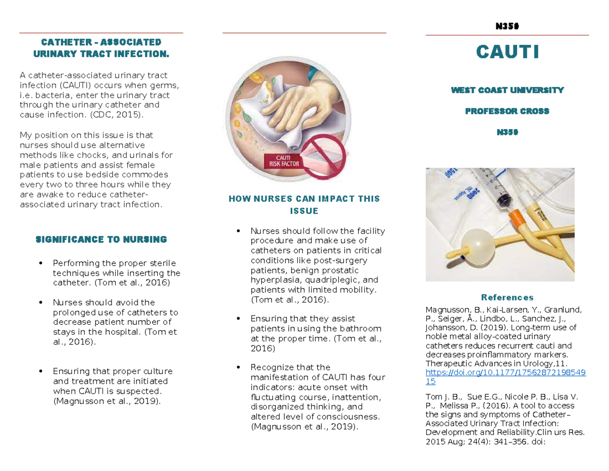 Poster Assignment N350 new - CATHETER - ASSOCIATED URINARY TRACT ...