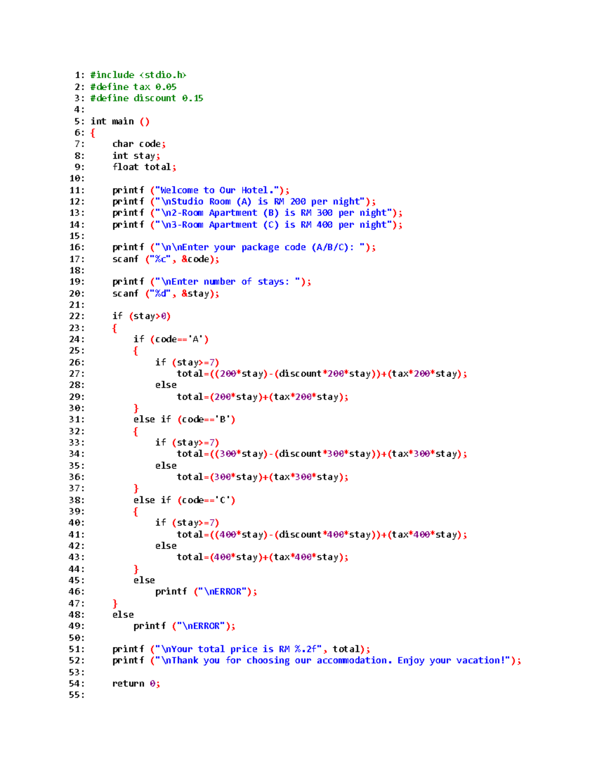 Coding Example If Else If Else 1 Include 2 Define Tax 0 3