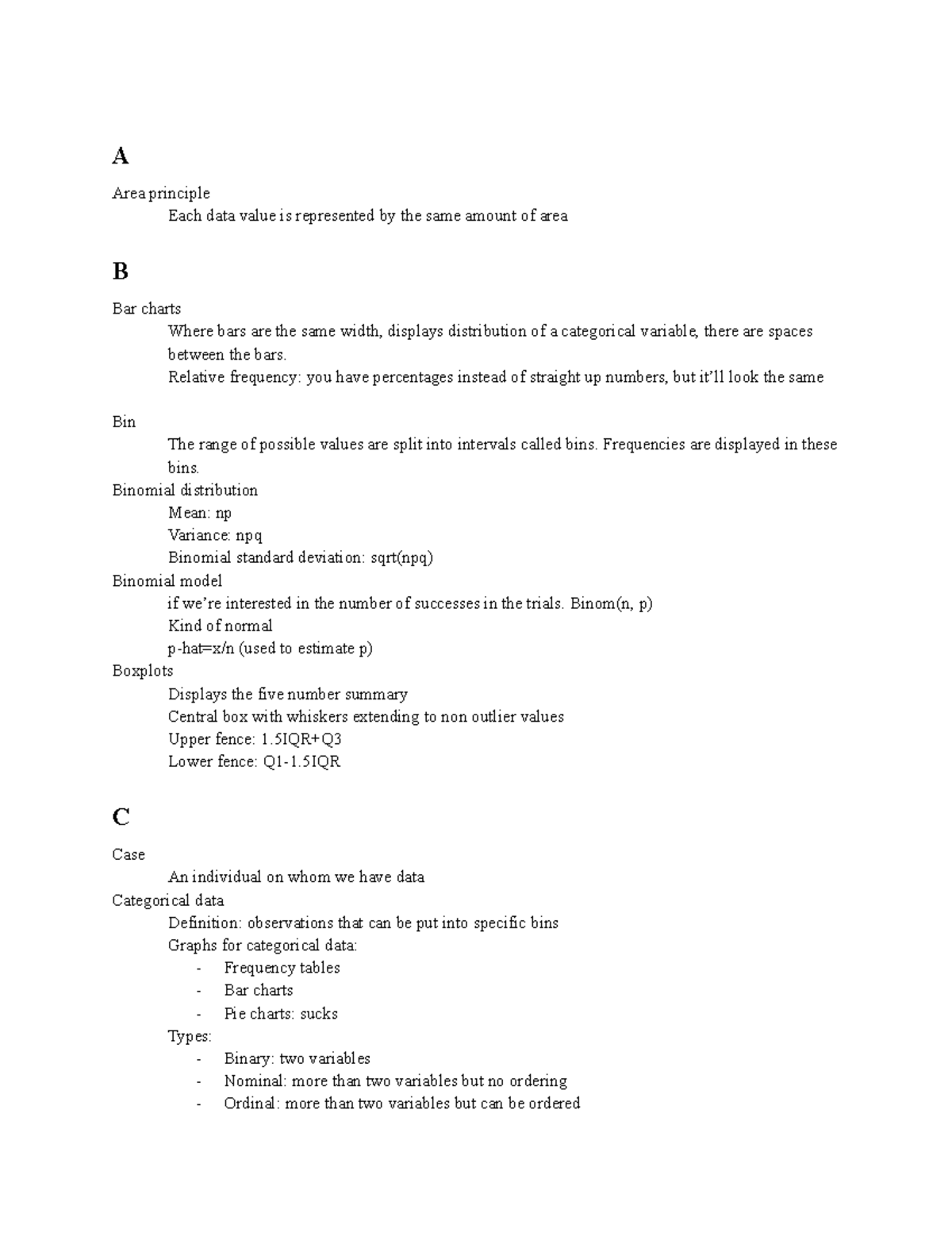 Copy of Stats formulas - A Area principle Each data value is ...