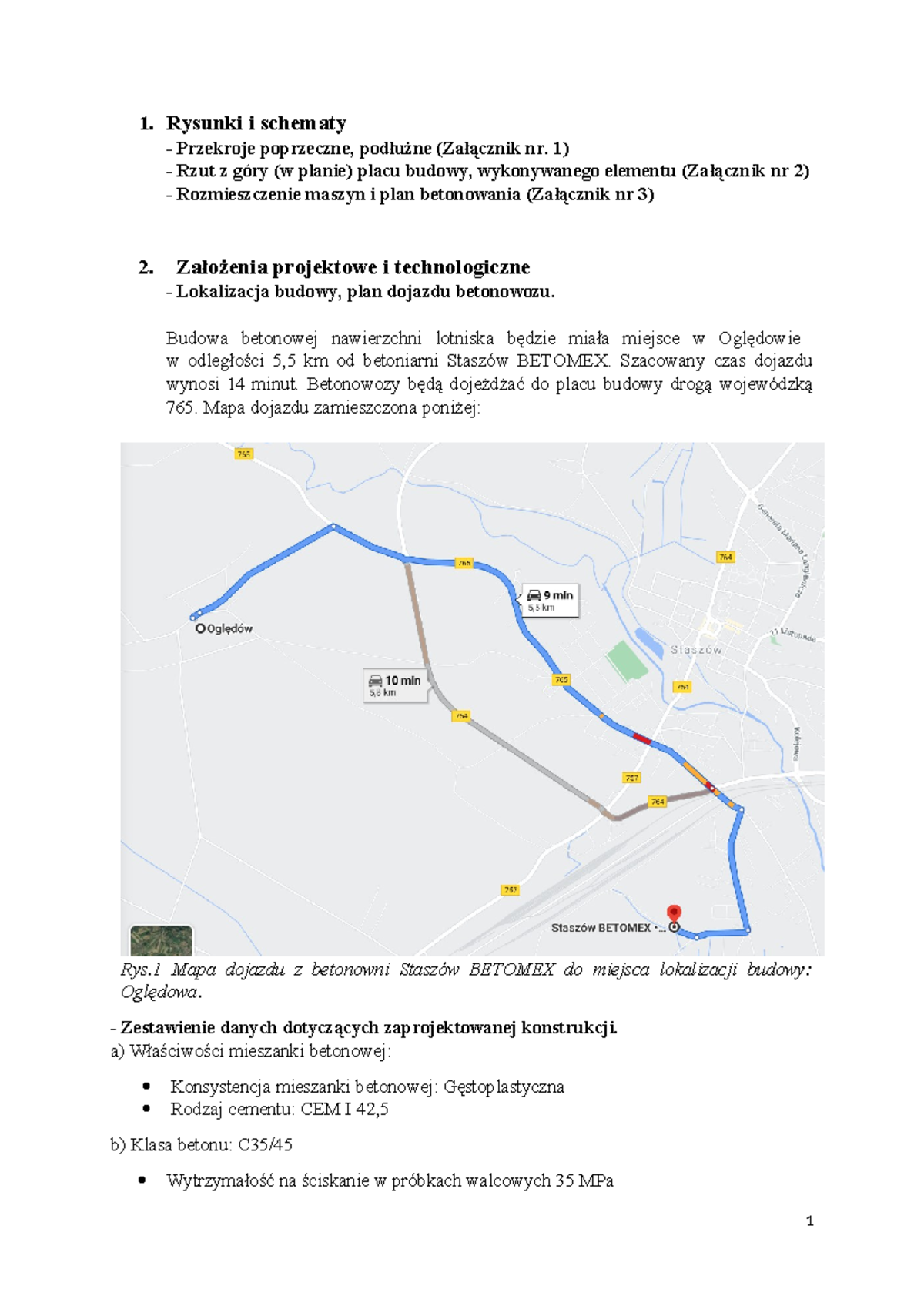Projekt Technologia Robót Betonowych - 1. Rysunki i schematy ...