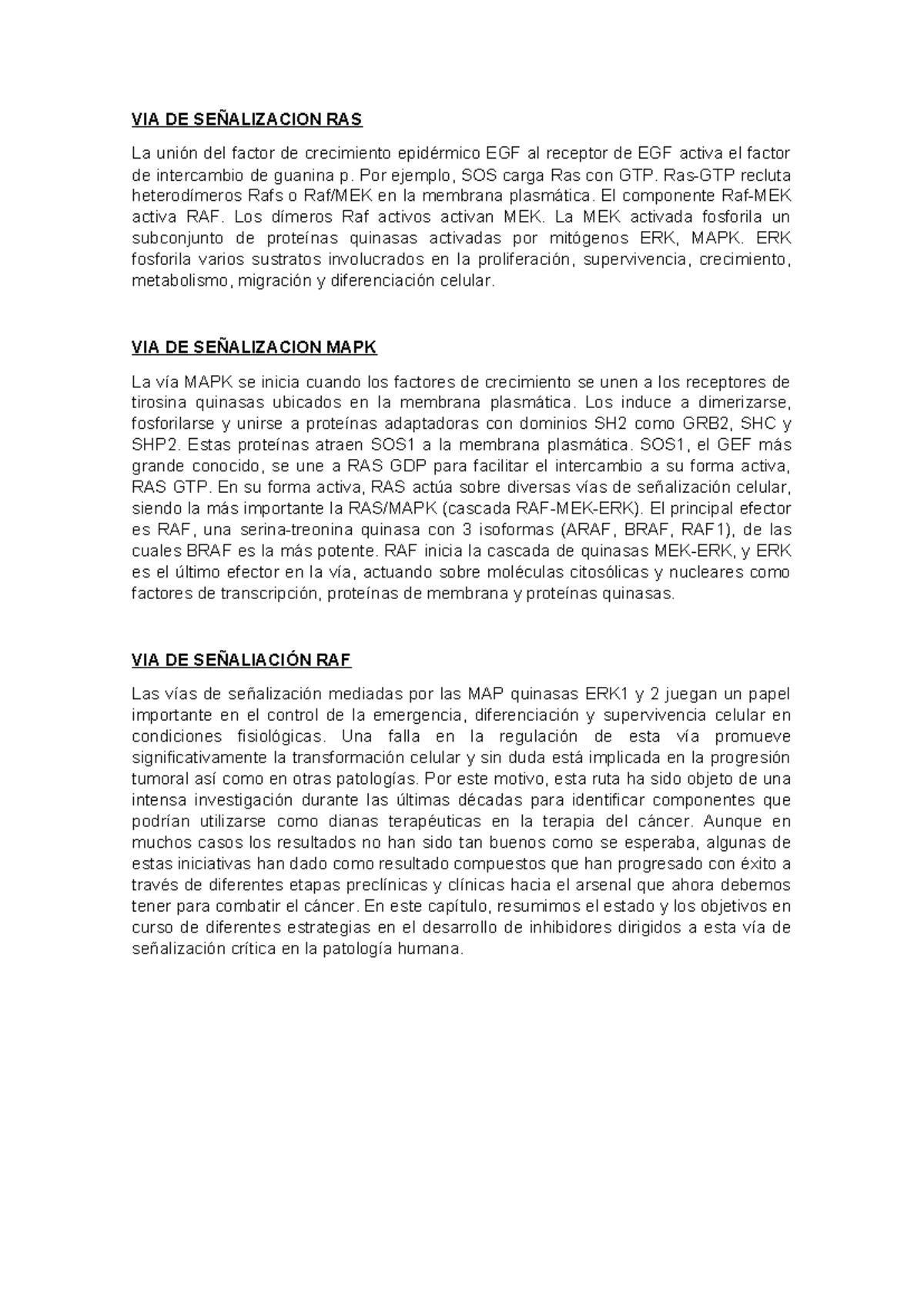 Vías de señalización - VIA DE SEÑALIZACION RAS La unión del factor de ...