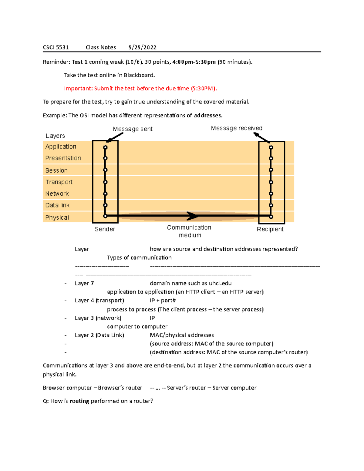 CSCI 5531Class Notes-9-29-2022 - CSCI 5531 Class Notes 9/29/ Reminder ...