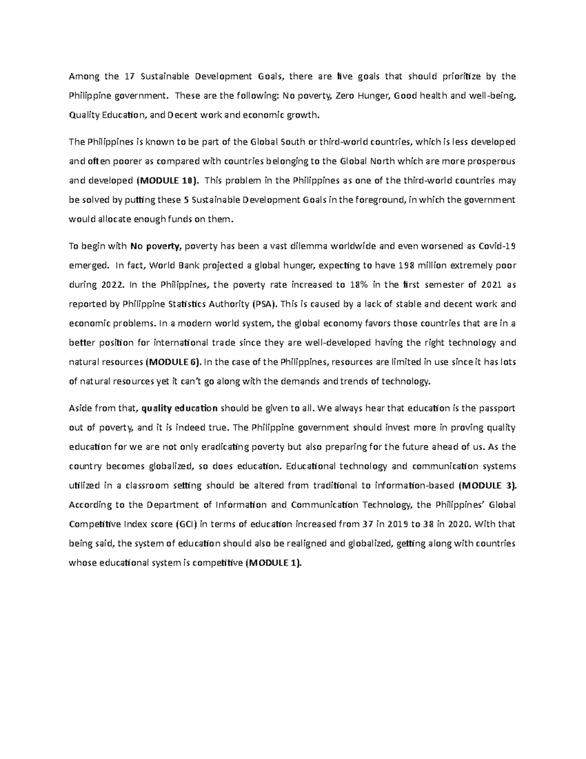 3 Minute Script - lecture - Among the 17 Sustainable Development Goals ...