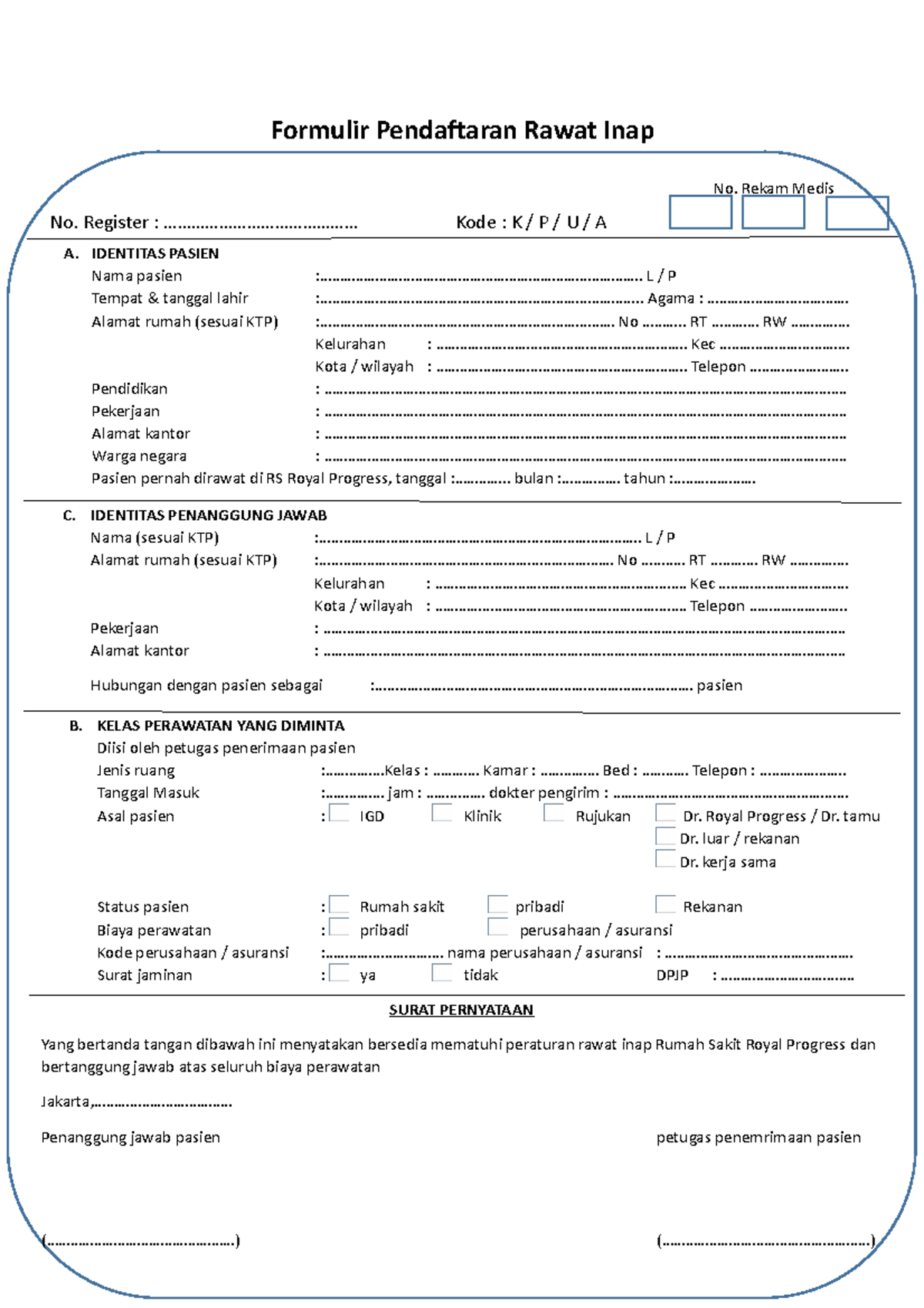 Formulir Rekam Medis - SEMOGA BERMANFAAT - Formulir Pendaftaran Rawat ...