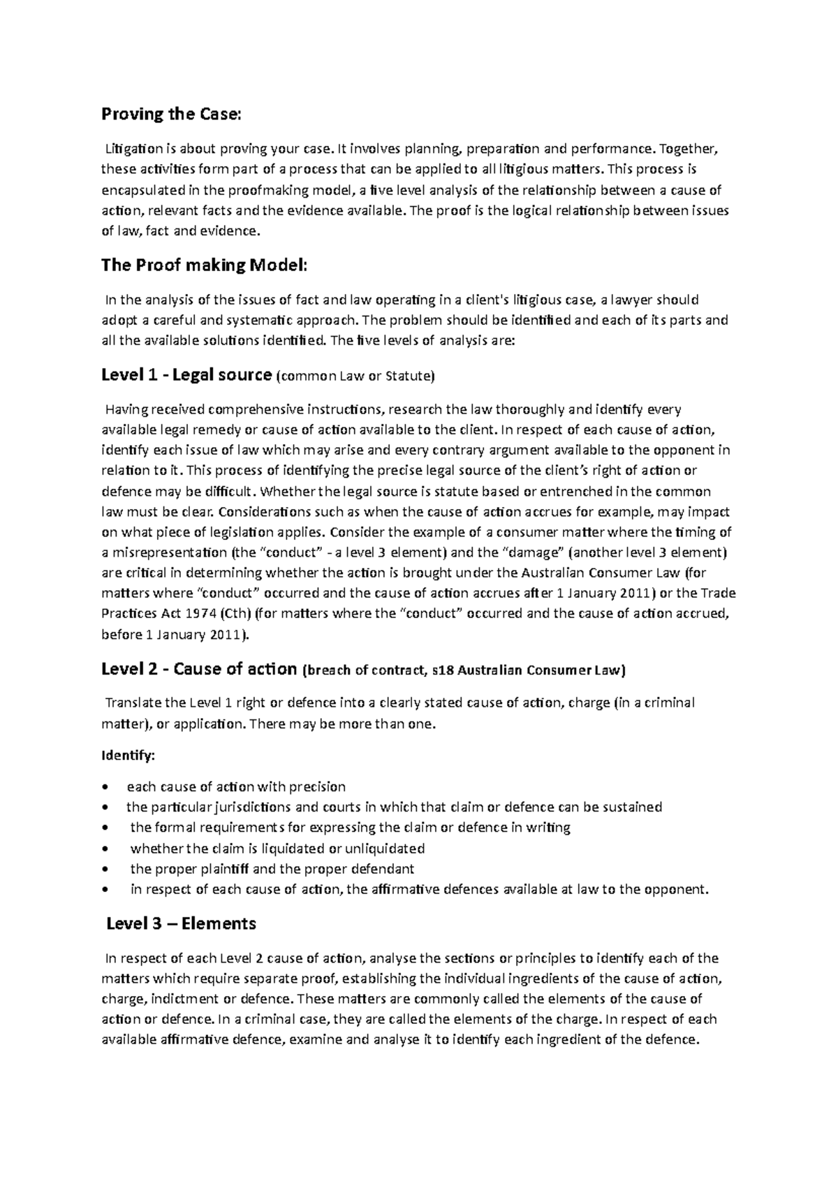 Proof Making Model - Civil Litigation - Proving the Case: Litigation is ...