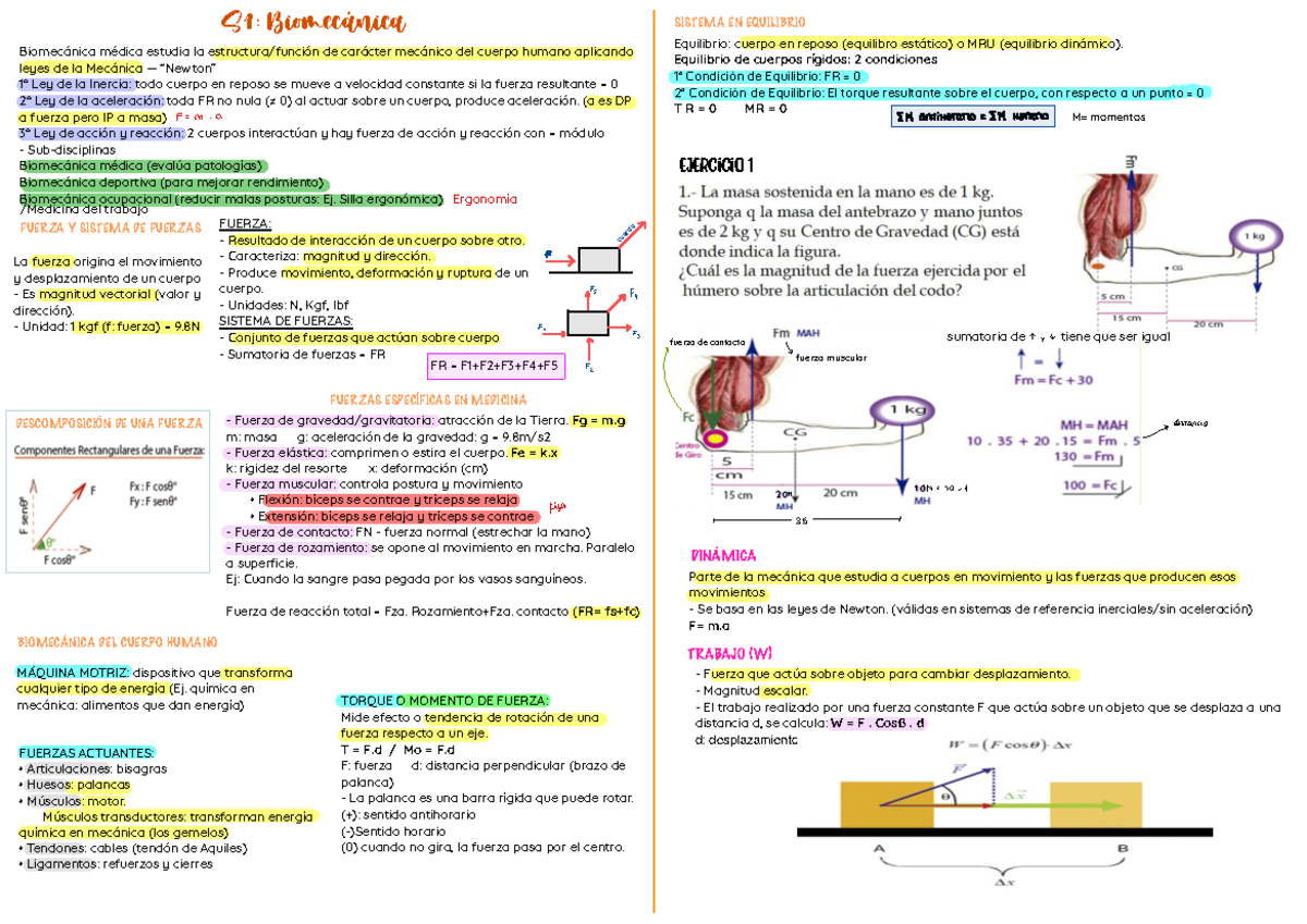 FÍSICA TEO S1-S6 - ´No sé - S1: Biomecánica Biomecánica médica estudia ...