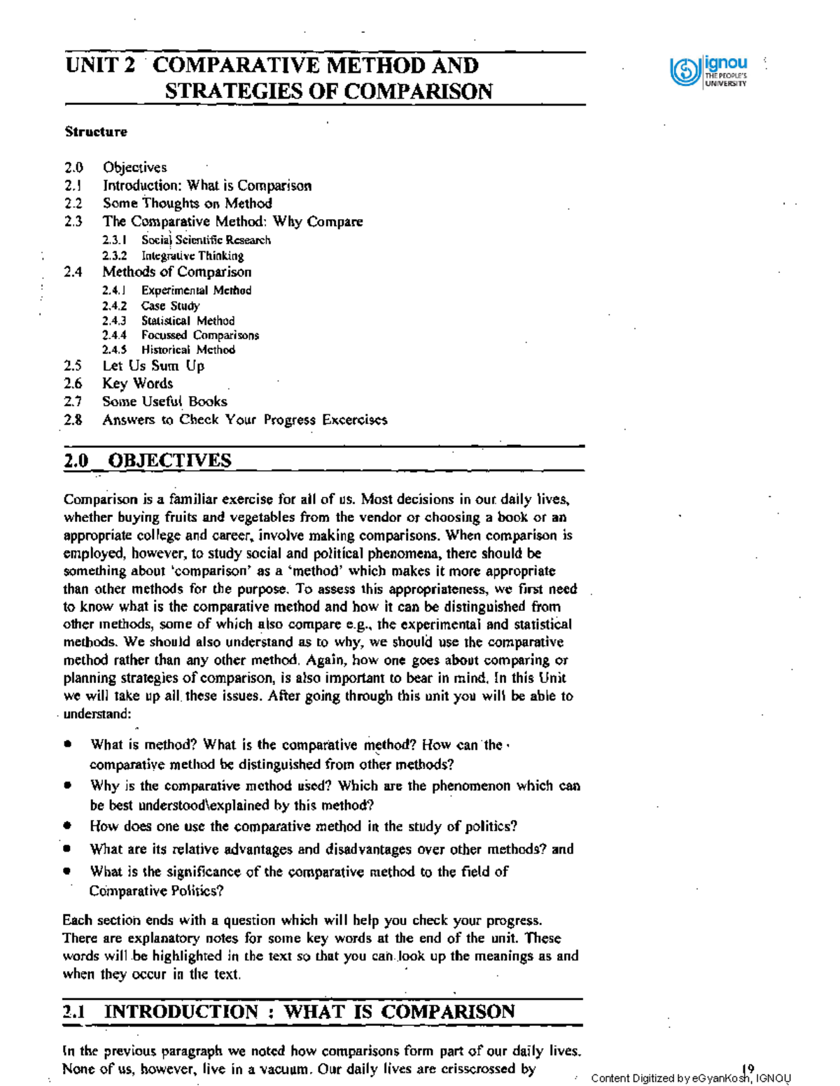 Comparative Methods Unit 2 Comparative Method And Strategies Of Comparison Structure 2