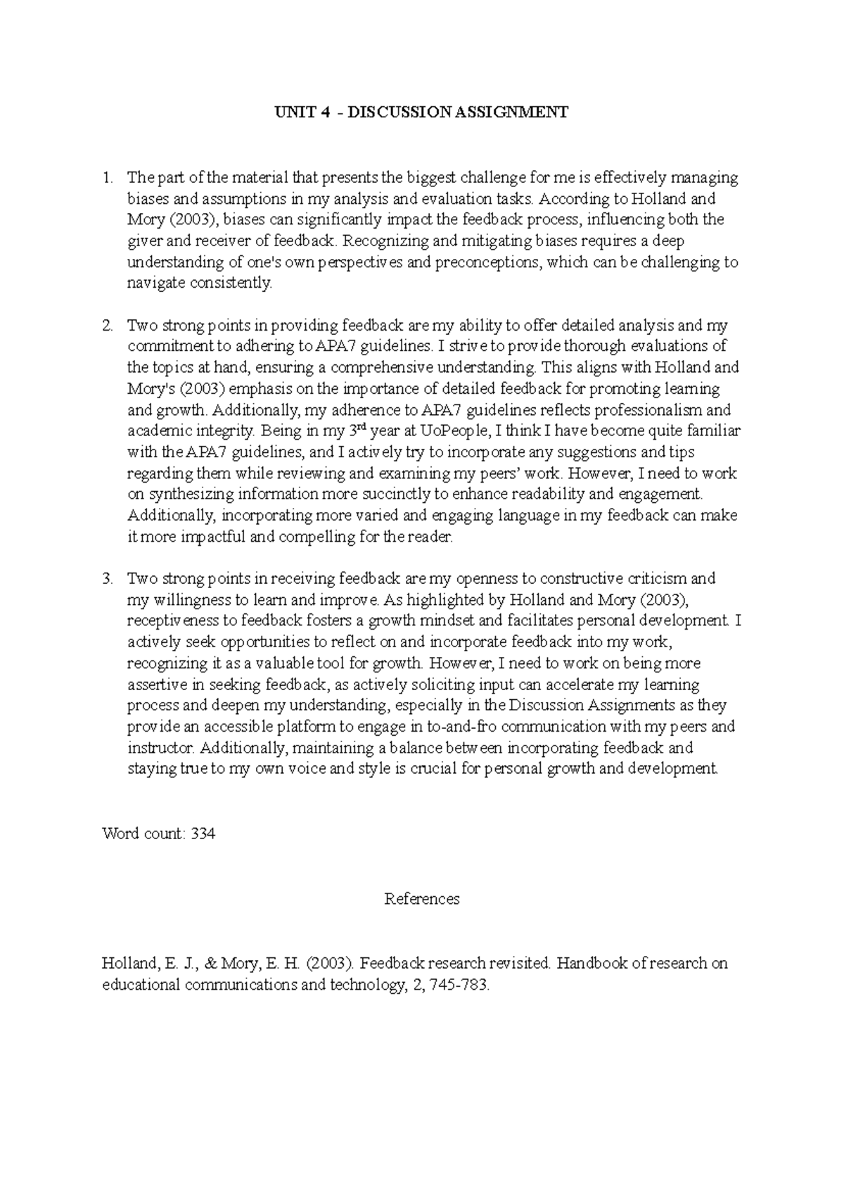 Unit 4 Discussion Assignment Unit 4 Discussion Assignment The