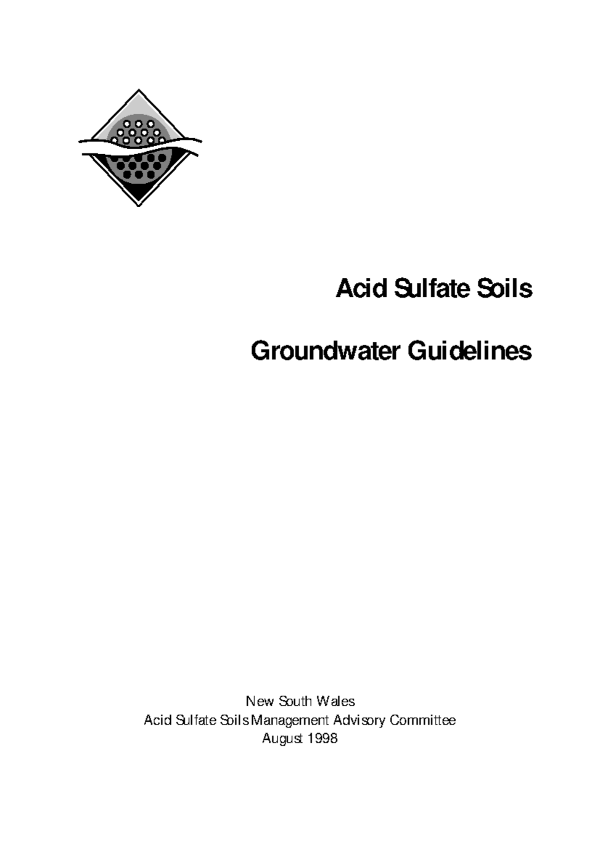 ASSManual Groundwater Guidelines - Acid Sulfate Soils Groundwater ...