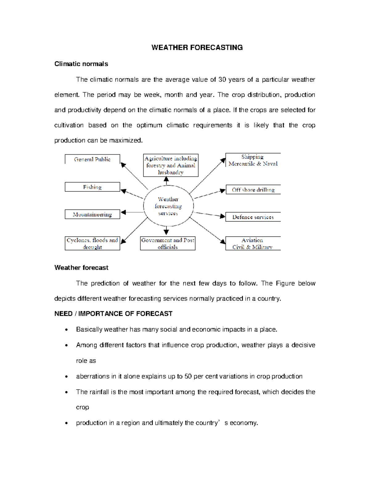 14. Weather Forcasting - WEATHER FORECASTING Climatic normals The ...