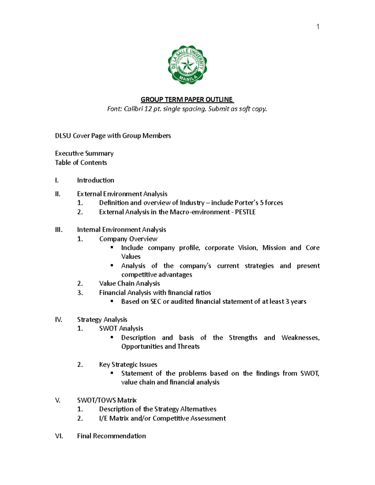 Cobstrm Term Paper Format 2021-07-14 1 - GROUP TERM PAPER OUTLINE Font ...